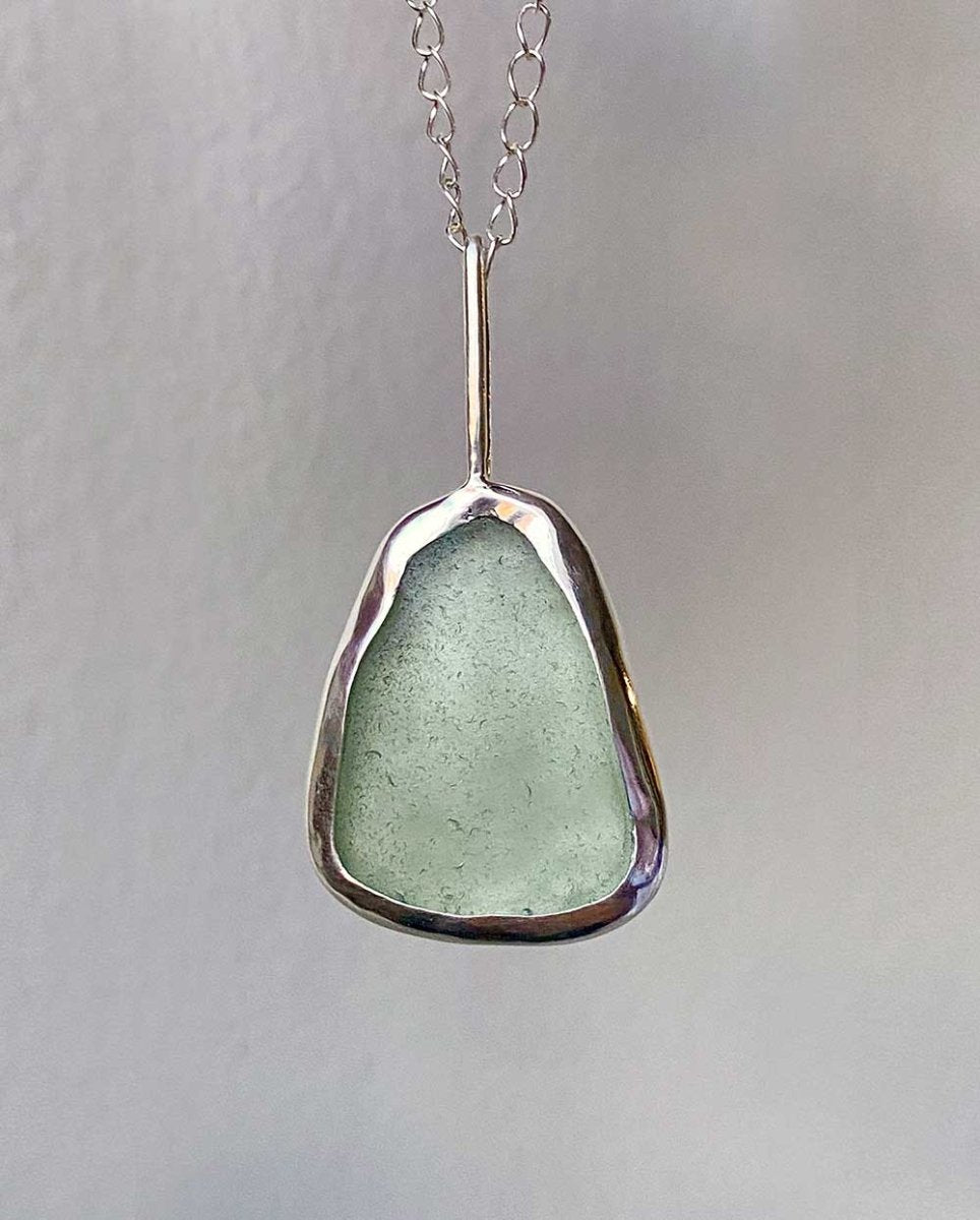 Aqua Sea Glass Pendant | Angela Wozniak Jewellery
