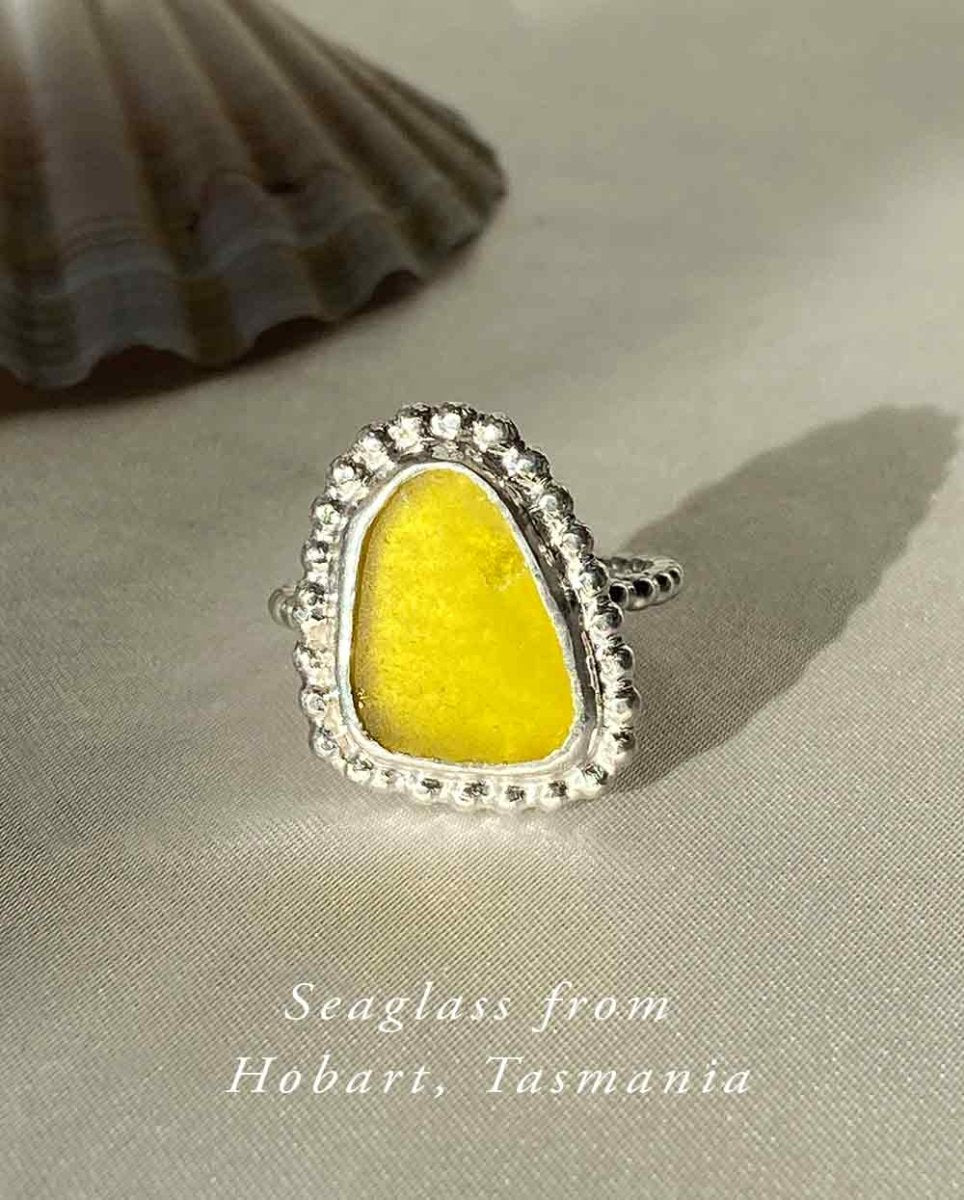 Yellow Sea Glass Ring | Angela Wozniak Jewellery
