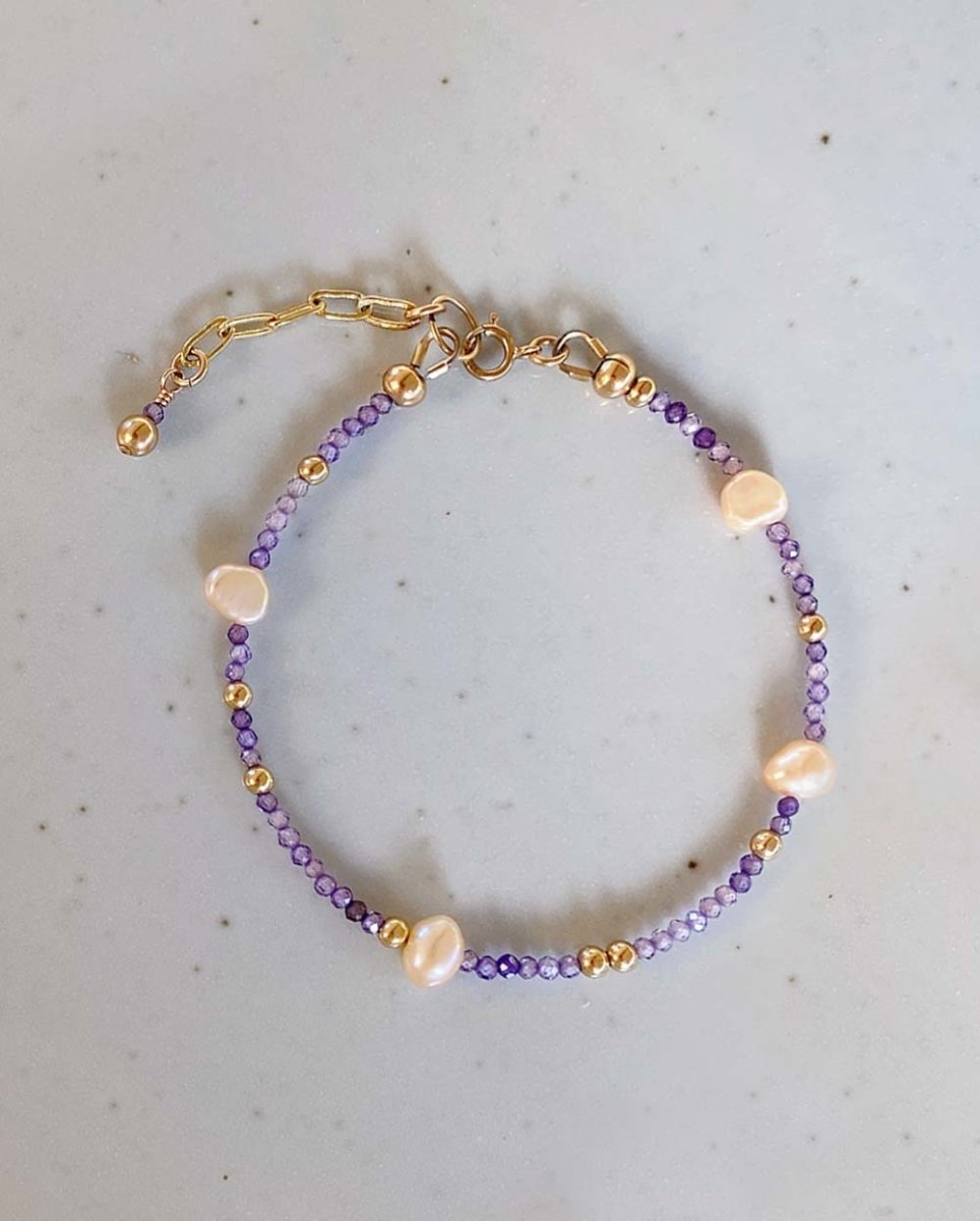 Amethyst & Apricot Pearl Bracelet | Angela Wozniak Jewellery
